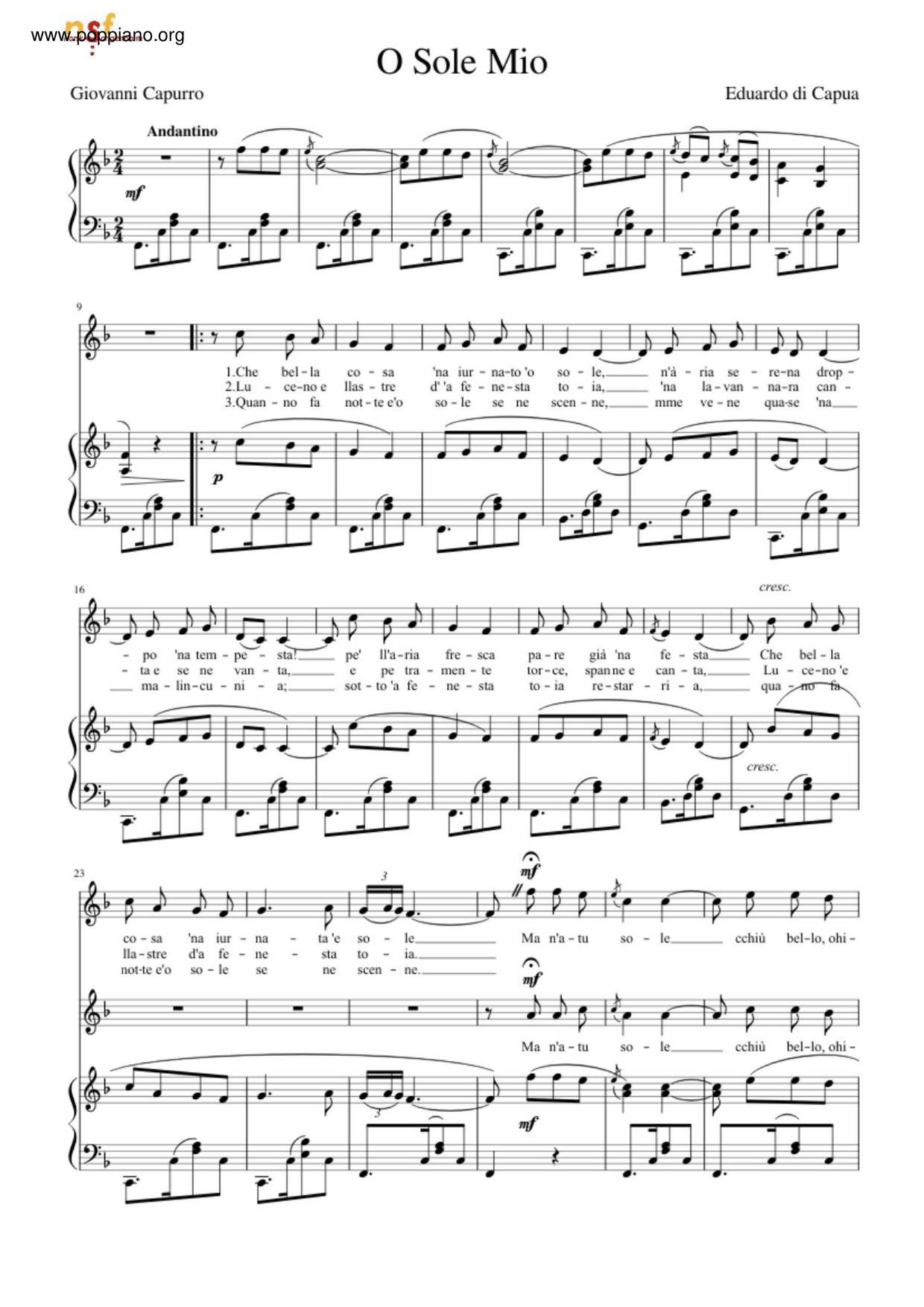 Eduardo Di Capua-我的太陽(O Sole Mio) Sheet Music pdf, - Free Score Download ★
