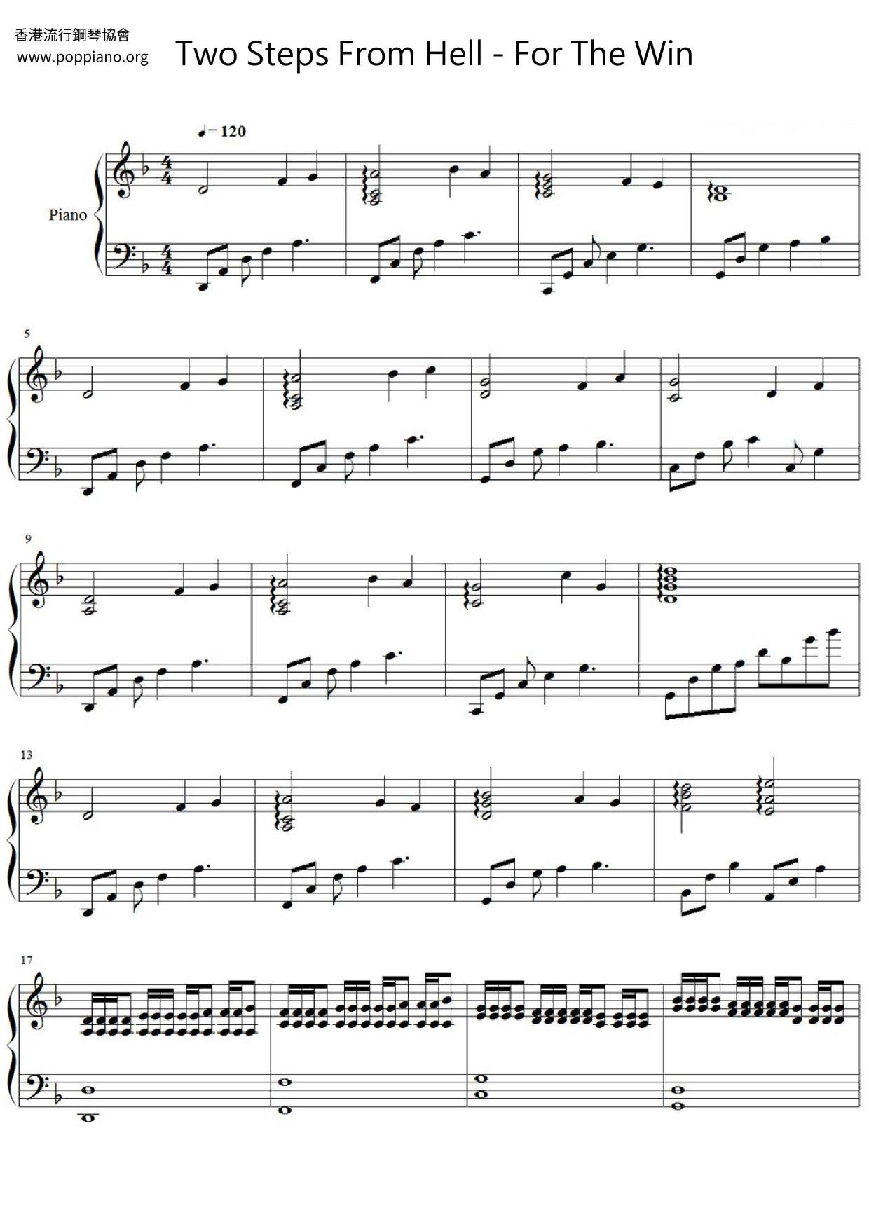 Two Steps From Hell-For The Win Sheet Music pdf, - Free Score Download ★