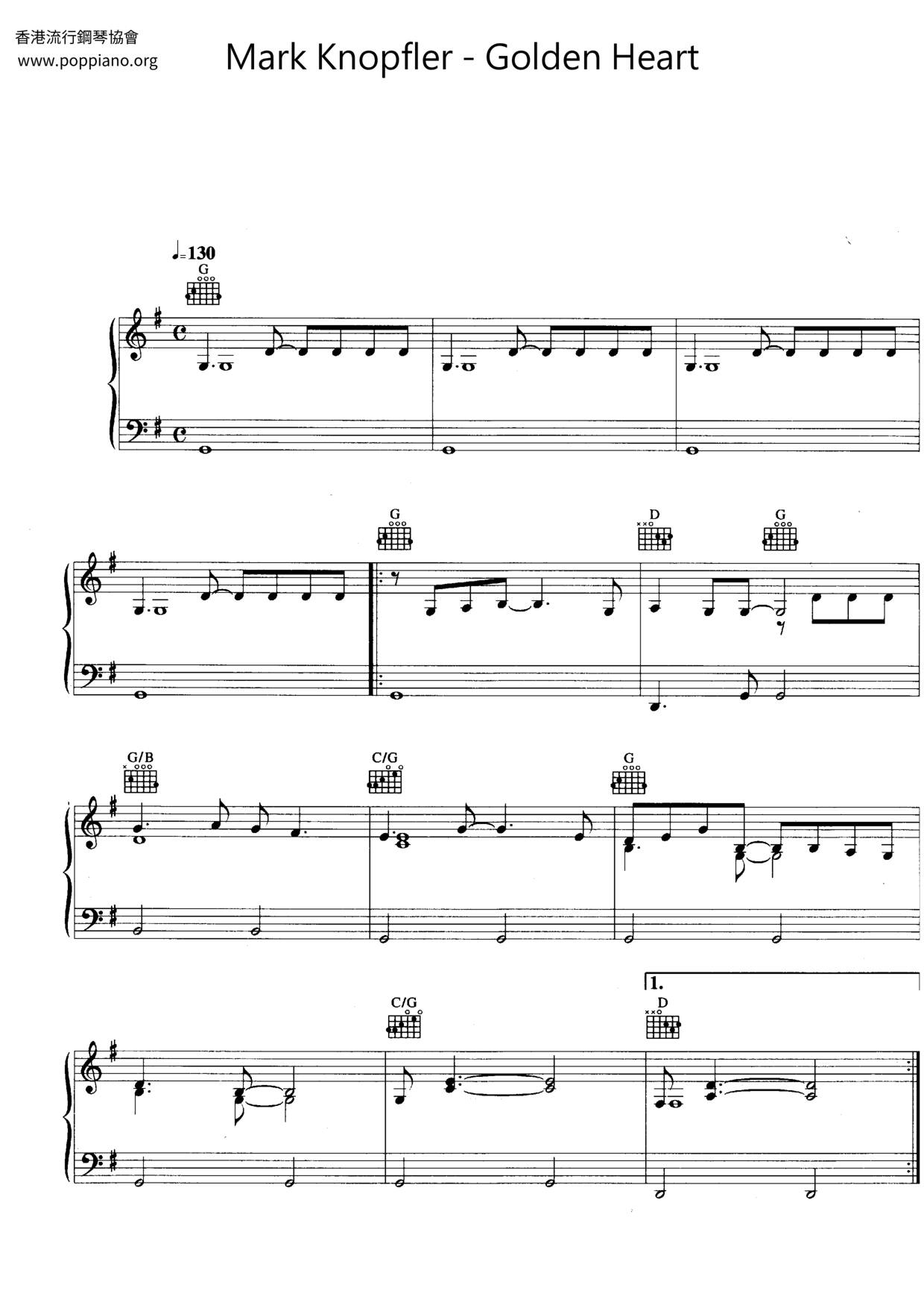 Mark Knopfler-Golden Heart Sheet Music pdf, - Free Score Download ★