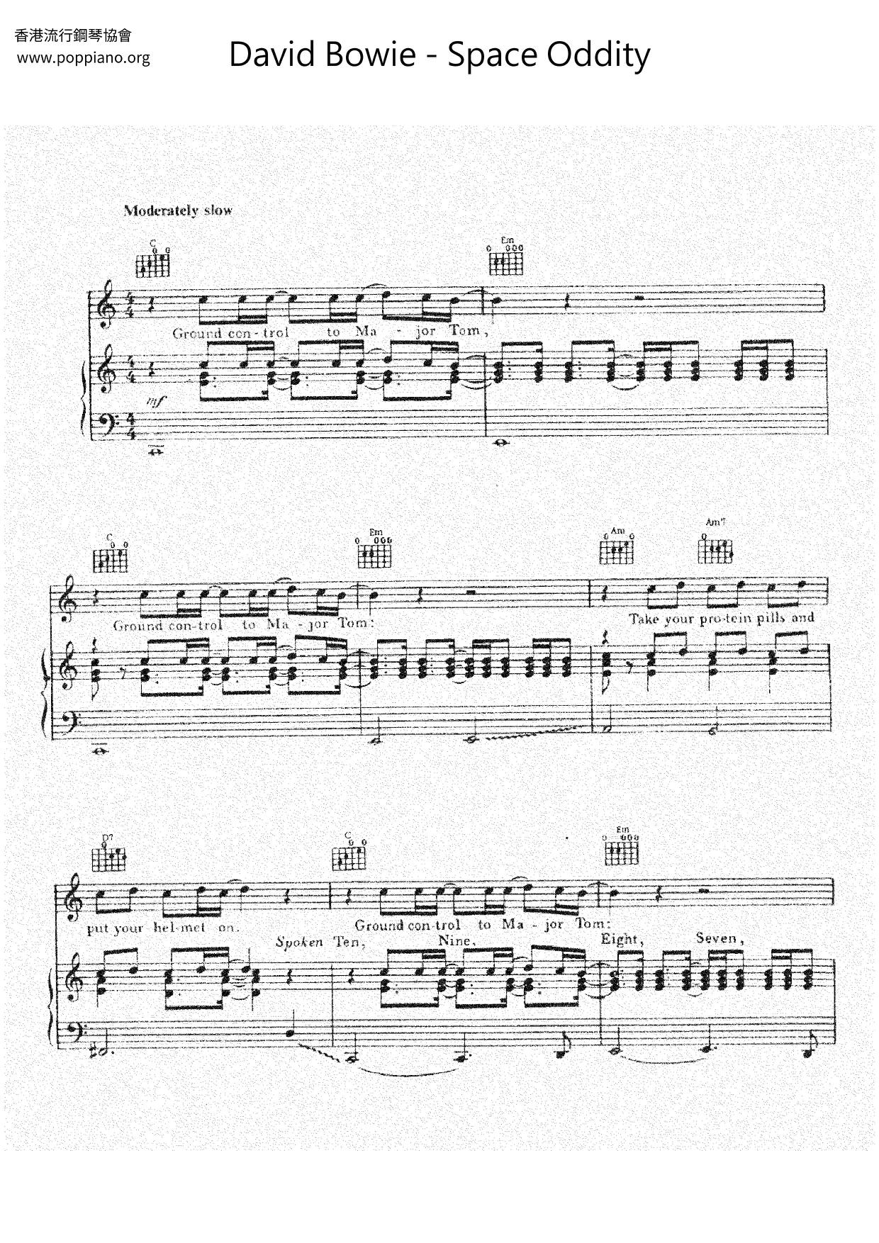 David Bowie-Space Oddity Sheet Music pdf, - Free Score Download ★