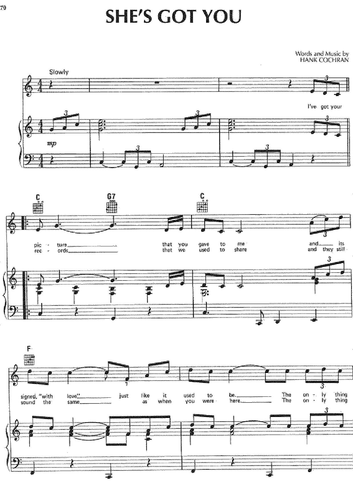 Patsy Cline-She's Got You Sheet Music pdf, - Free Score Download ★