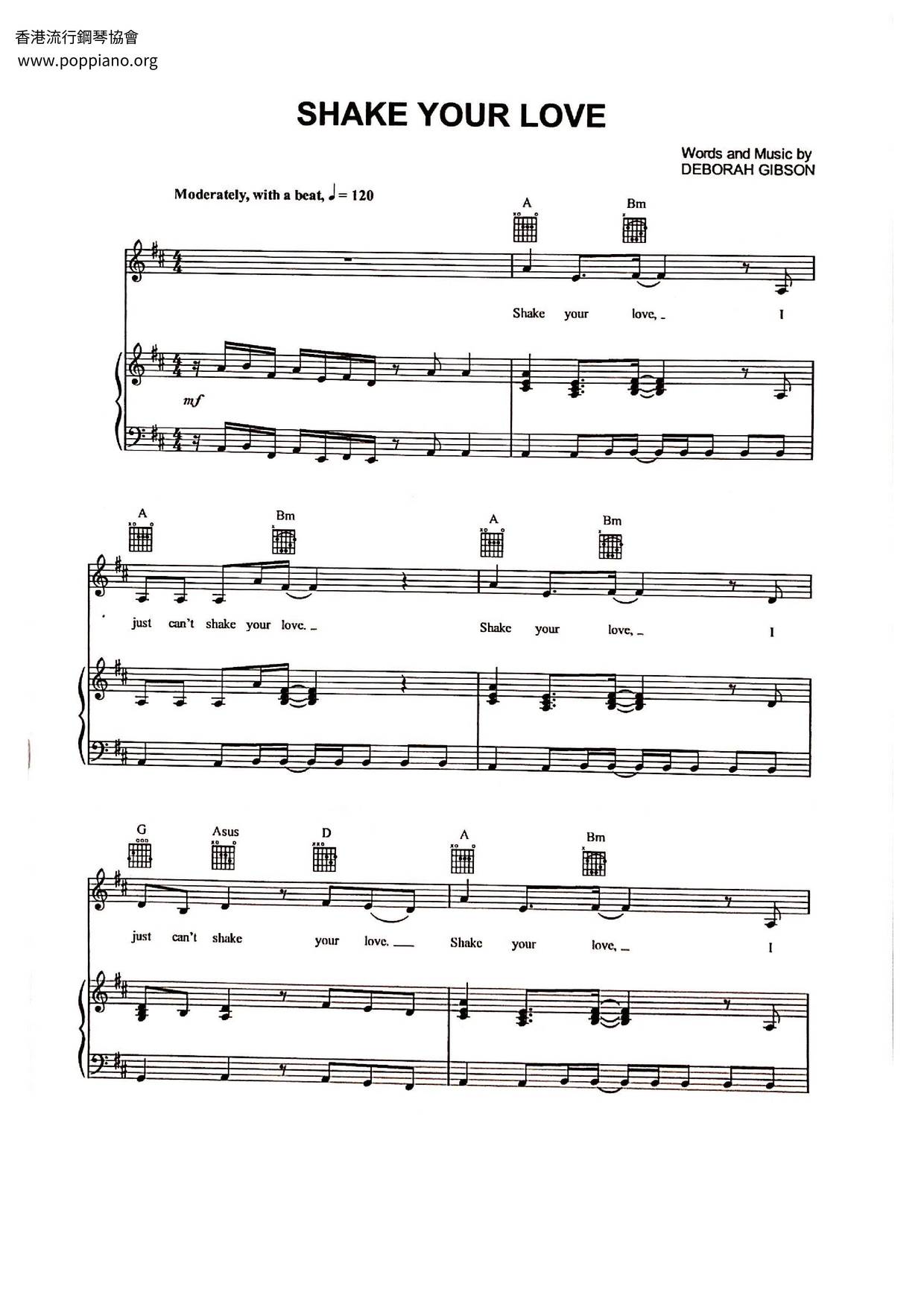Debbie Gibson-Shake Your Love Sheet Music pdf, - Free Score Download ★