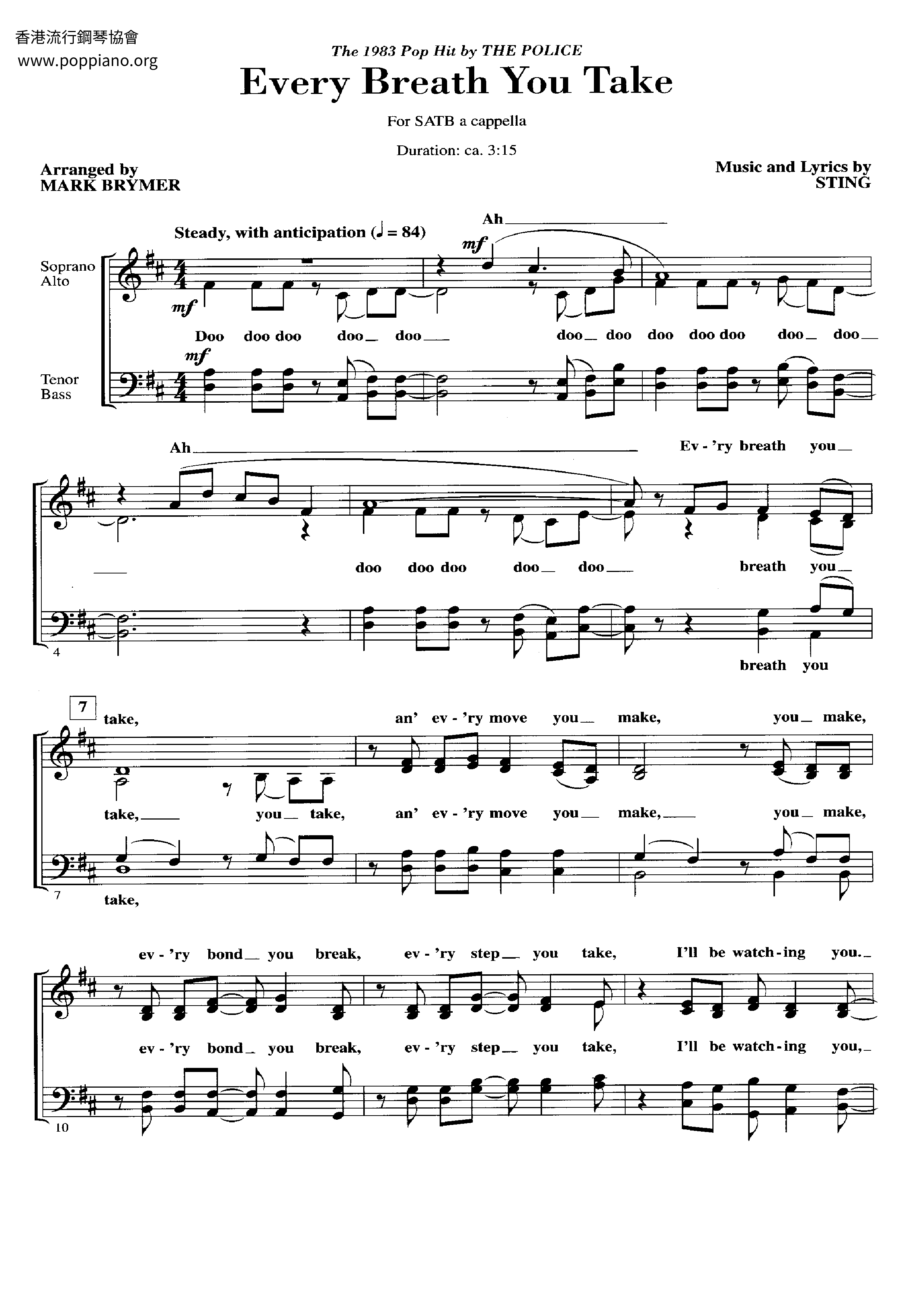 Backstreet Boys-Every Breath You Take Sheet Music pdf, - Free Score Download ★