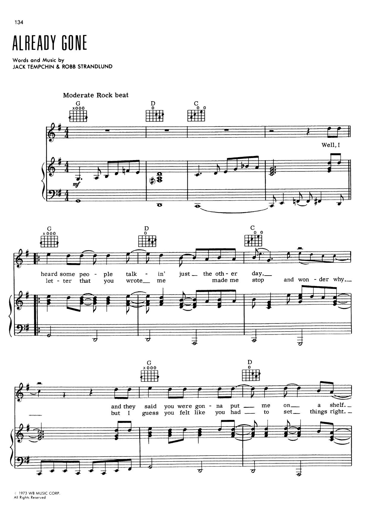 Eagles-Already Gone 琴譜pdf-香港流行鋼琴協會琴譜下載 ★