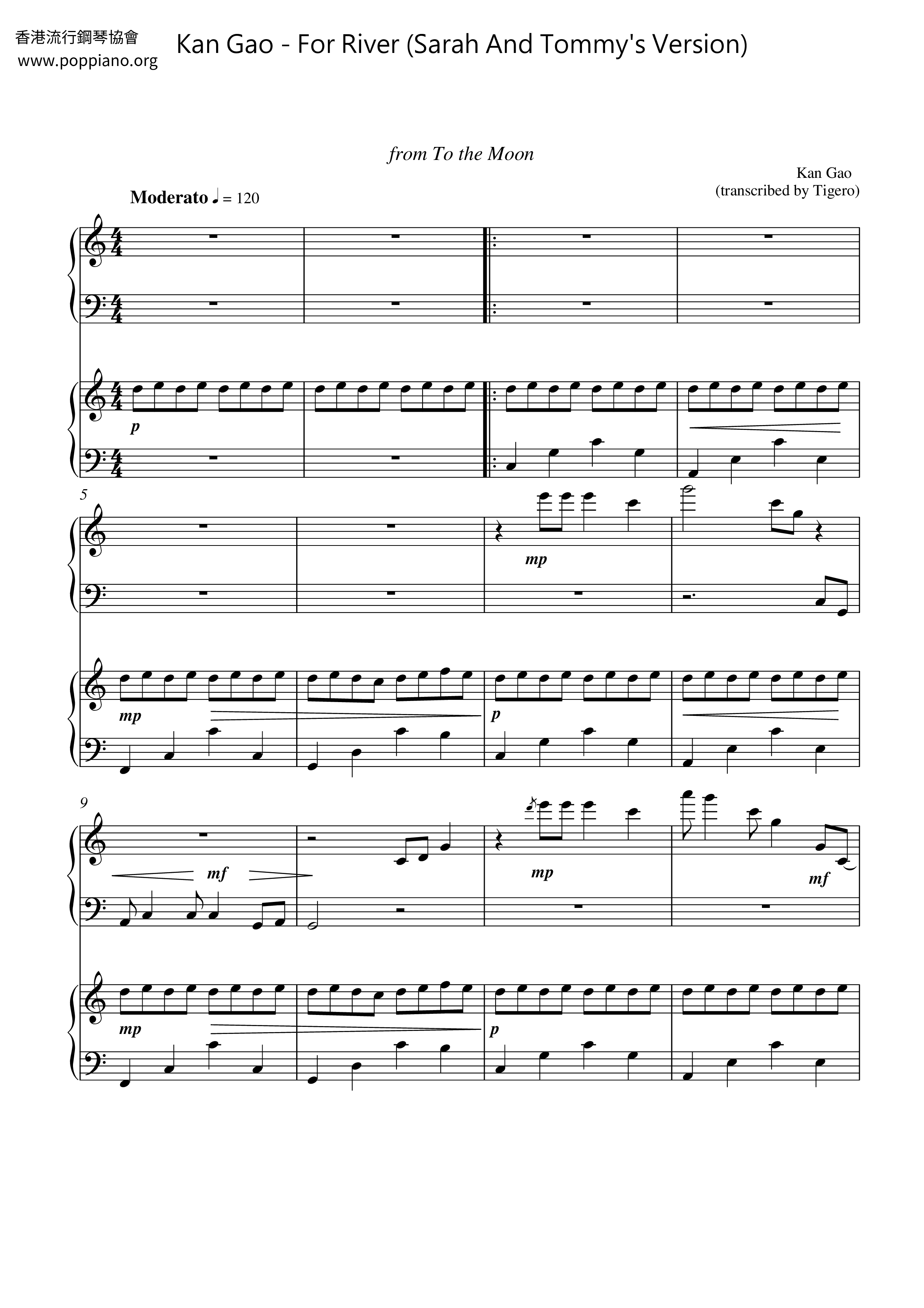 Kan Gao-For River (Sarah And Tommy's Version) Sheet Music pdf, - Free ...
