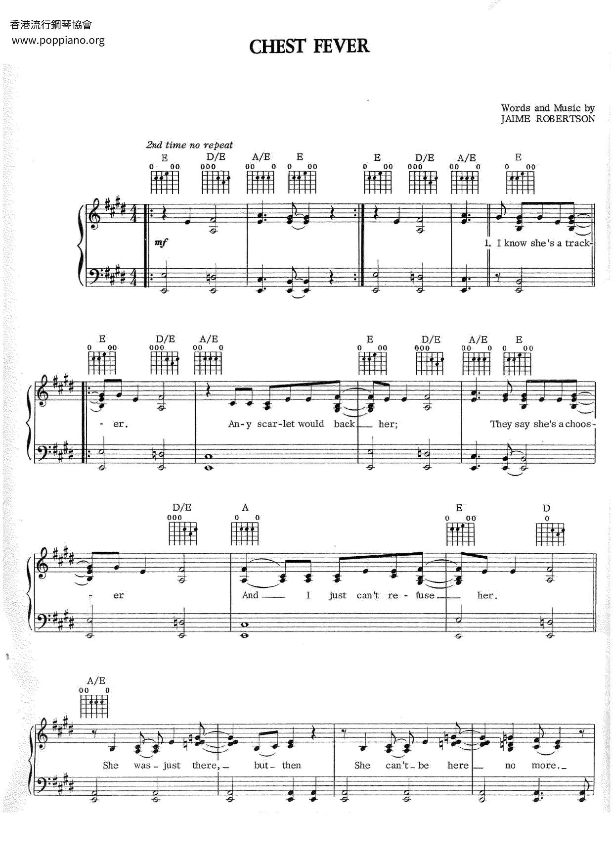 The Band-Chest Fever Sheet Music pdf, - Free Score Download ★