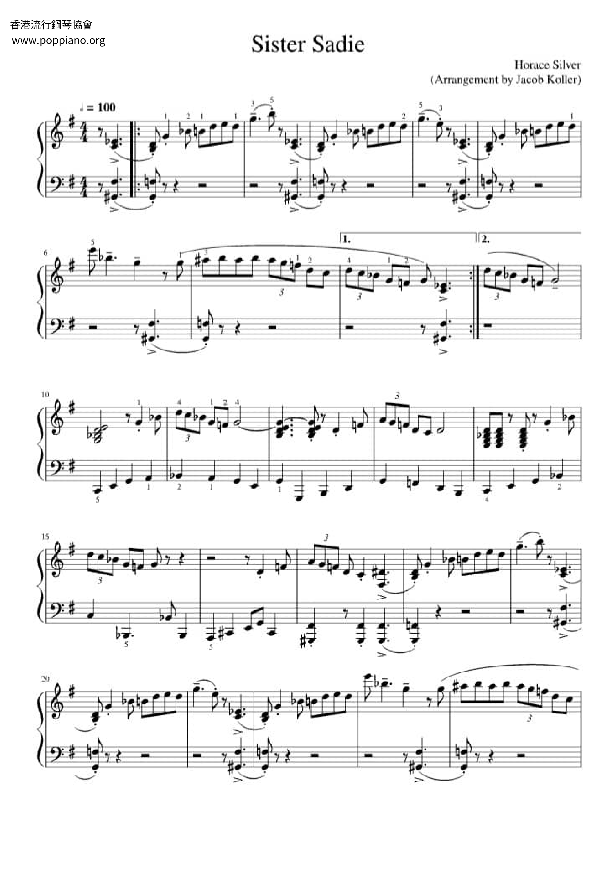 Horrace Silver-Sister Sadie Sheet Music pdf, - Free Score Download ★