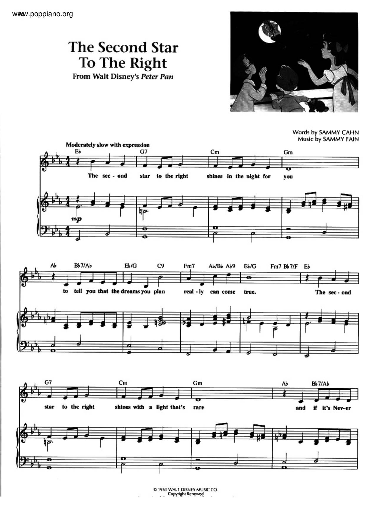 Peter Pan-The Second Star To The Right Sheet Music pdf, - Free Score ...