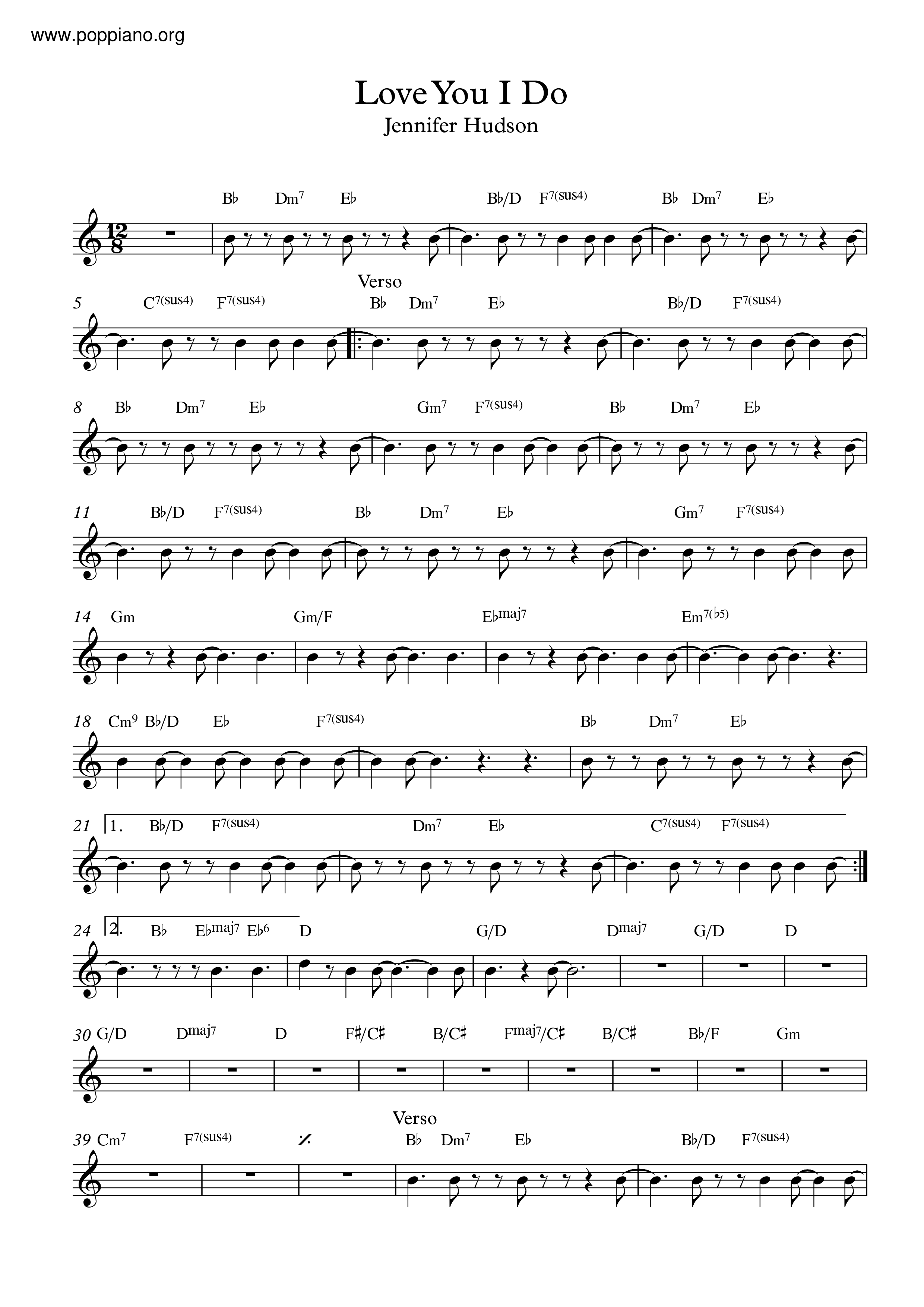 Jennifer Hudson Dreamgirls Love You I Do Sheet Music Pdf Free