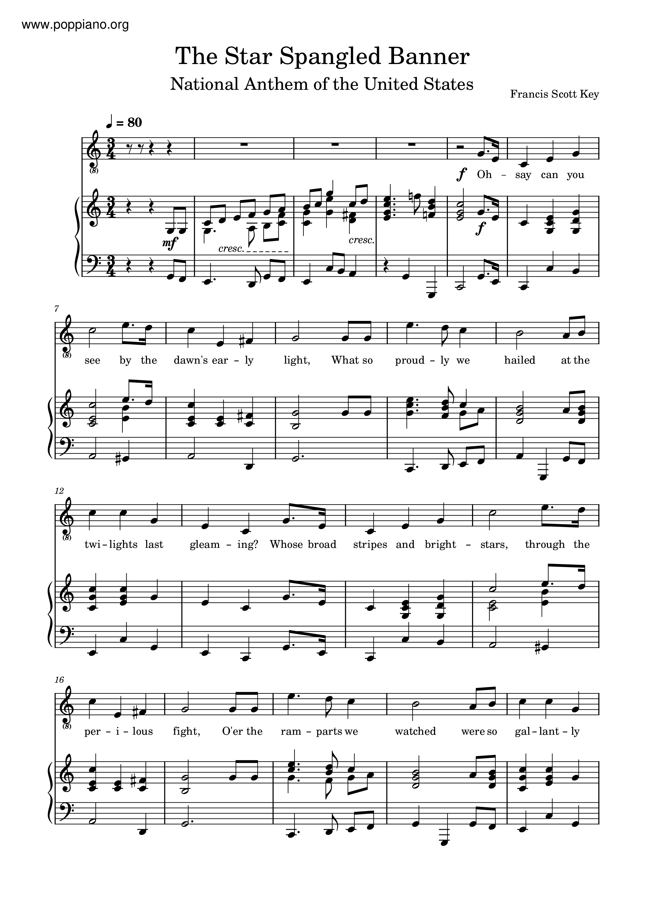 ★ 美國國歌-The Star-Spangled Banner (USA Anthem) Sheet Music pdf, - Free ...