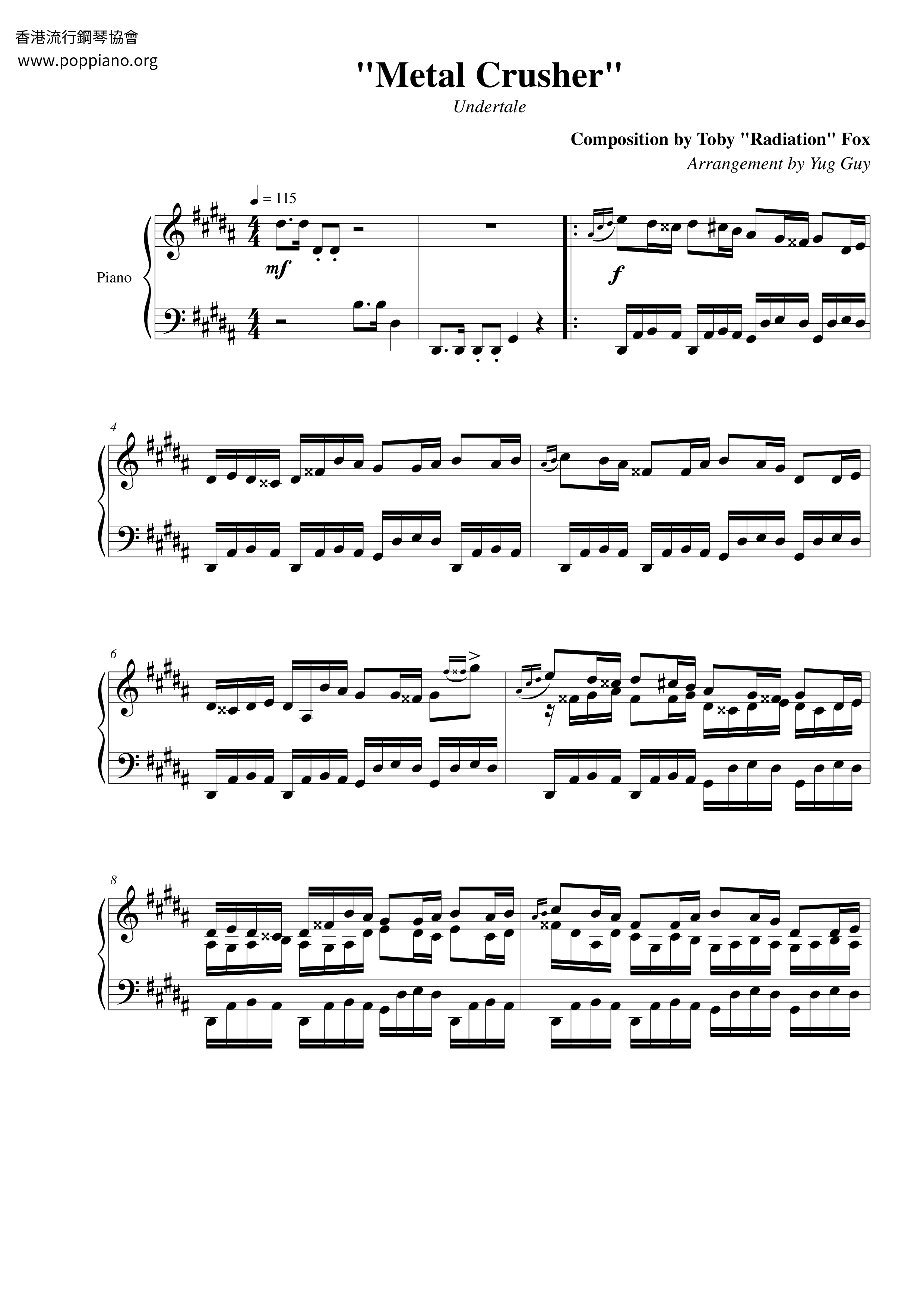 Undertale-Undertale - Metal Crusher Sheet Music pdf, - Free Score ...