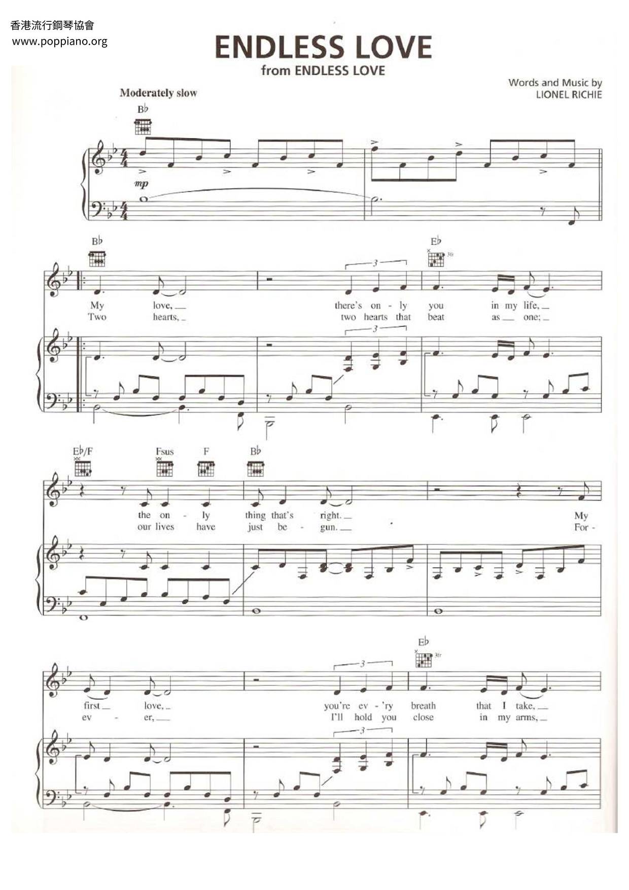 Lionel Richie-Endless Love Sheet Music pdf, - Free Score Download ★