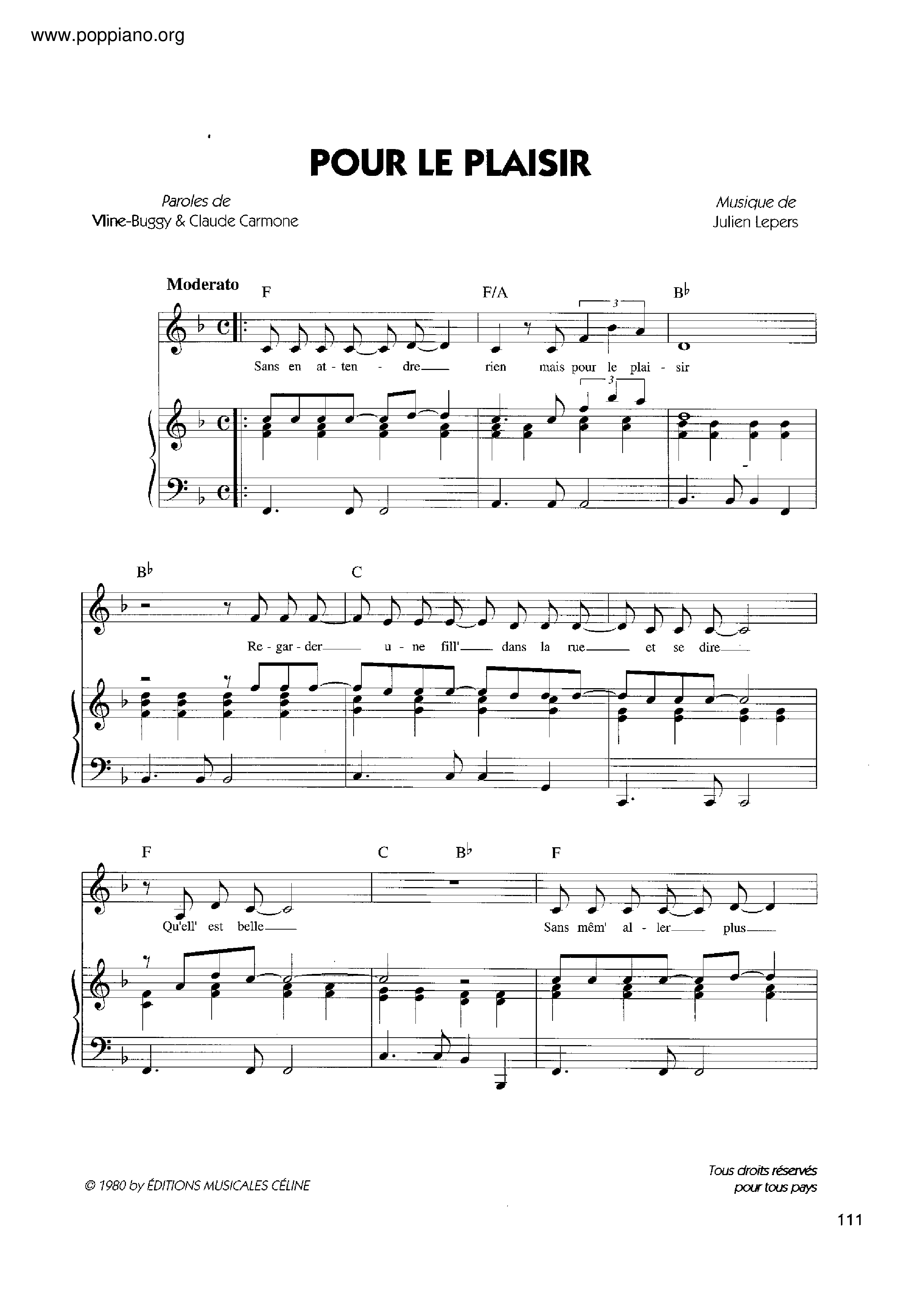 Herbert Leonard-Pour Le Plaisir Sheet Music pdf, - Free Score Download ★