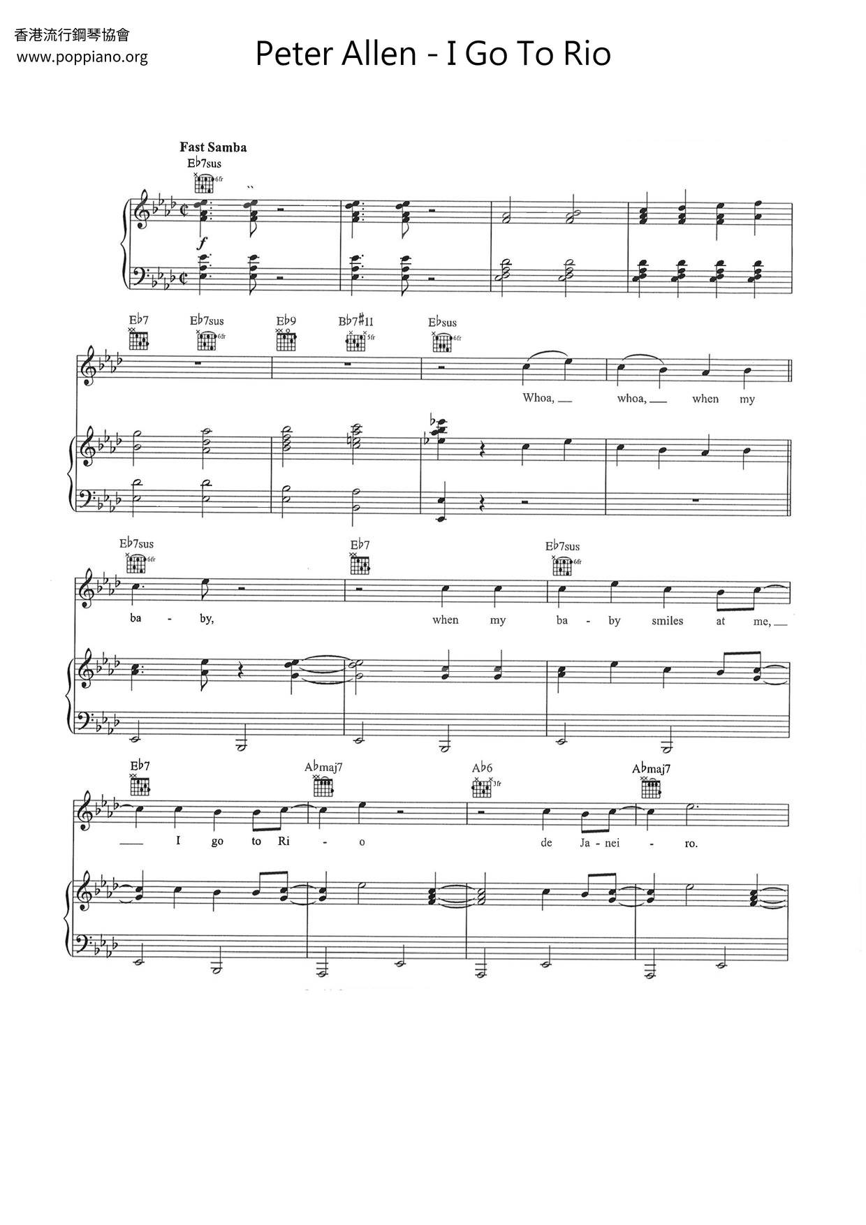 Peter Allen-I Go To Rio Sheet Music pdf, - Free Score Download ★