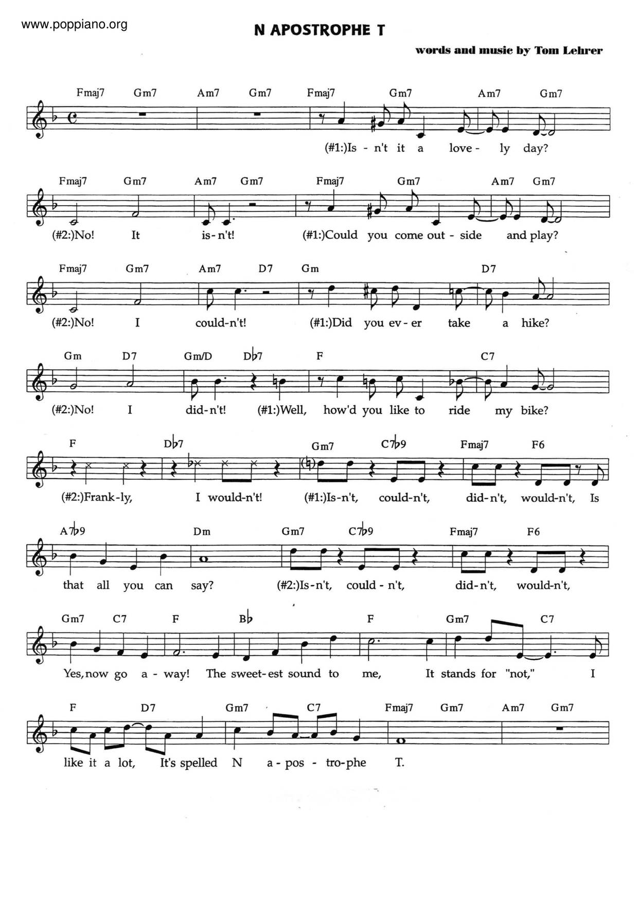 Hymn-N Apostrophe T Sheet Music pdf, - Free Score Download ★