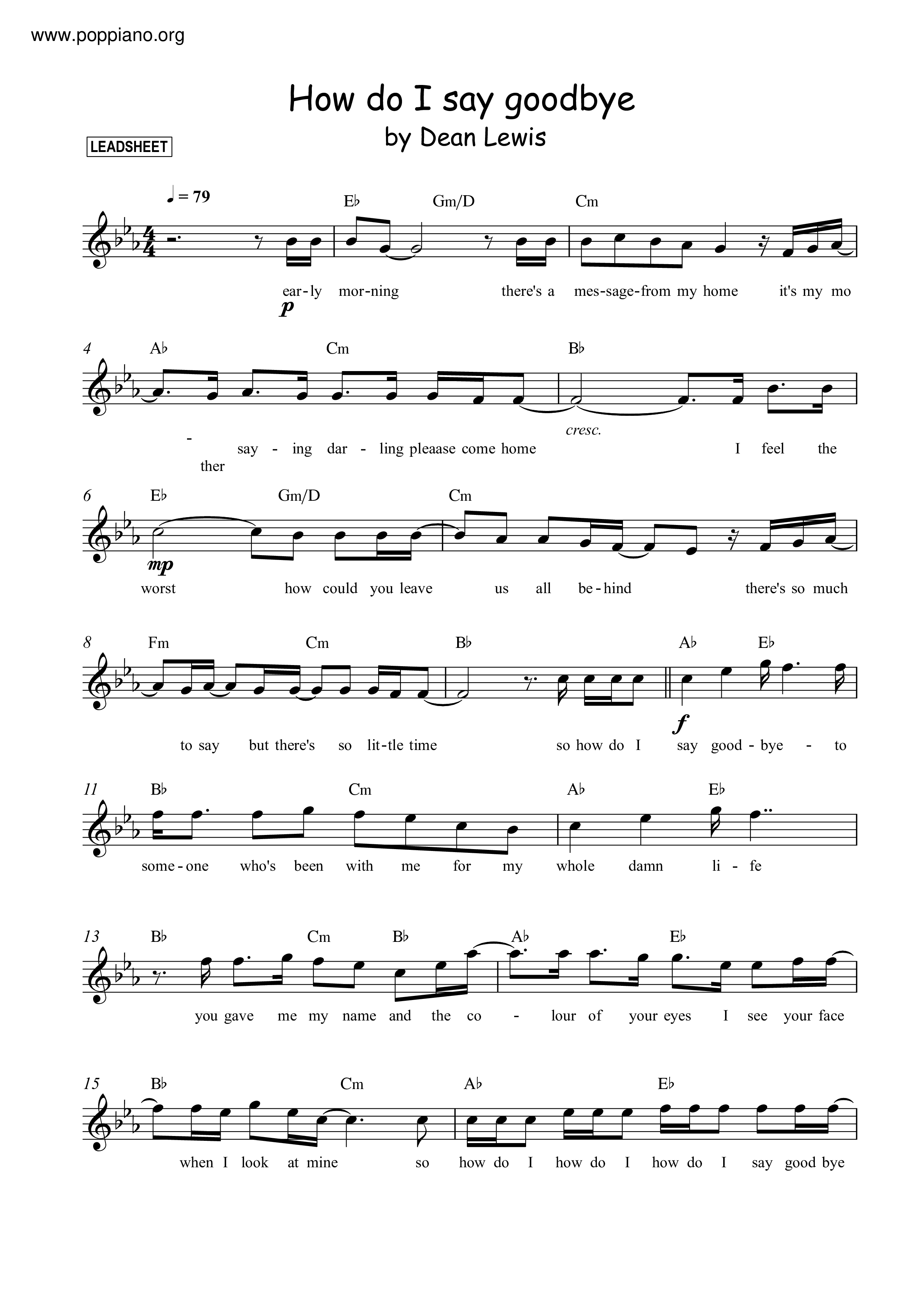 Dean Lewis-How Do I Say Goodbye Sheet Music pdf, - Free Score Download ★