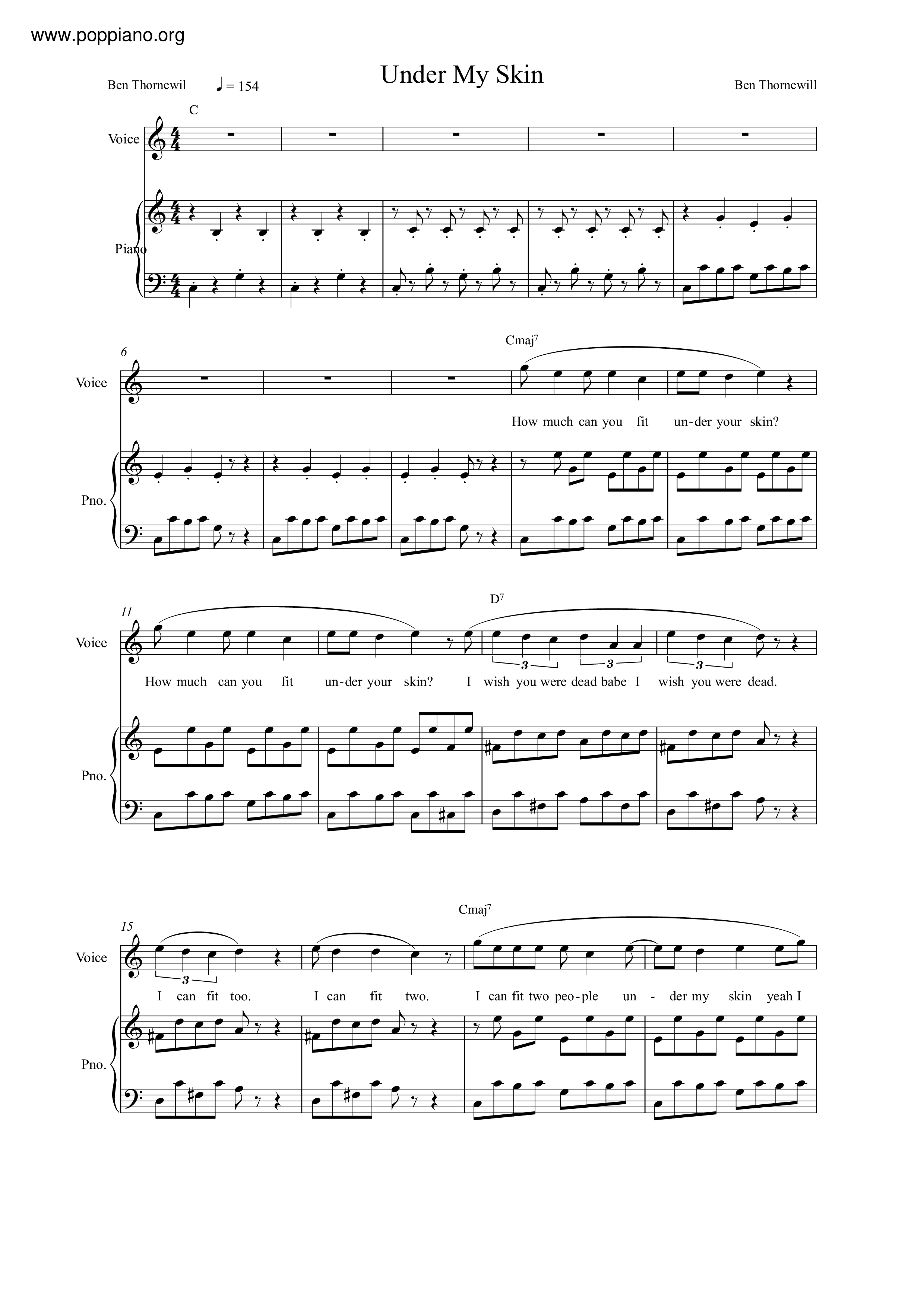 Jukebox The Ghost-Under My Skin Sheet Music pdf, - Free Score Download ★