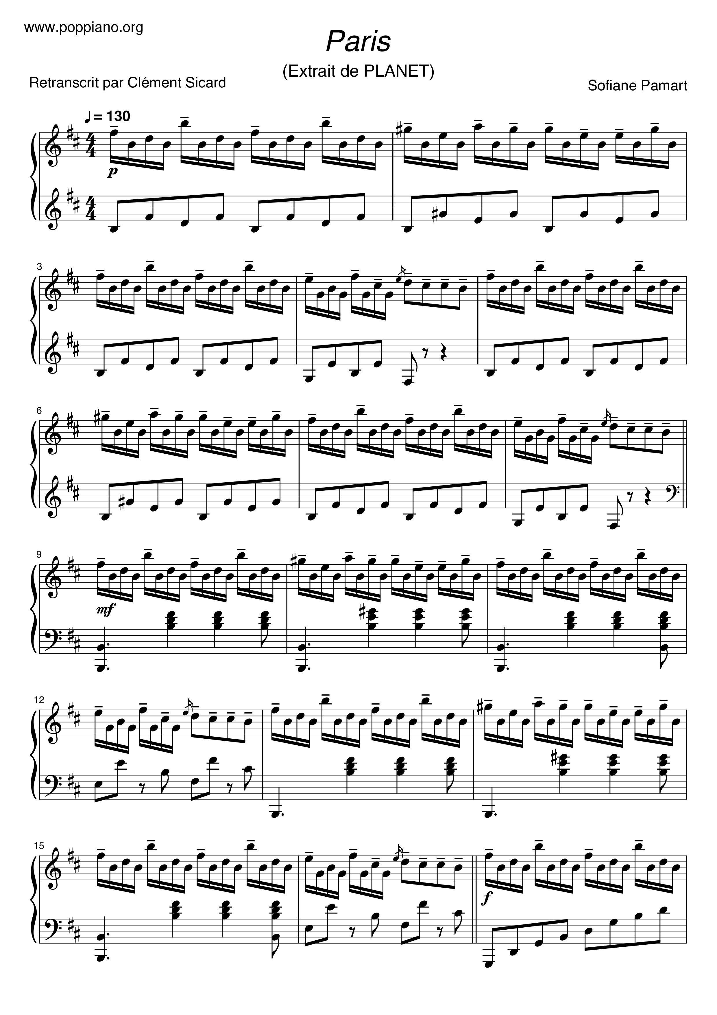 Sofiane Pamart-Paris Sheet Music pdf, - Free Score Download ★