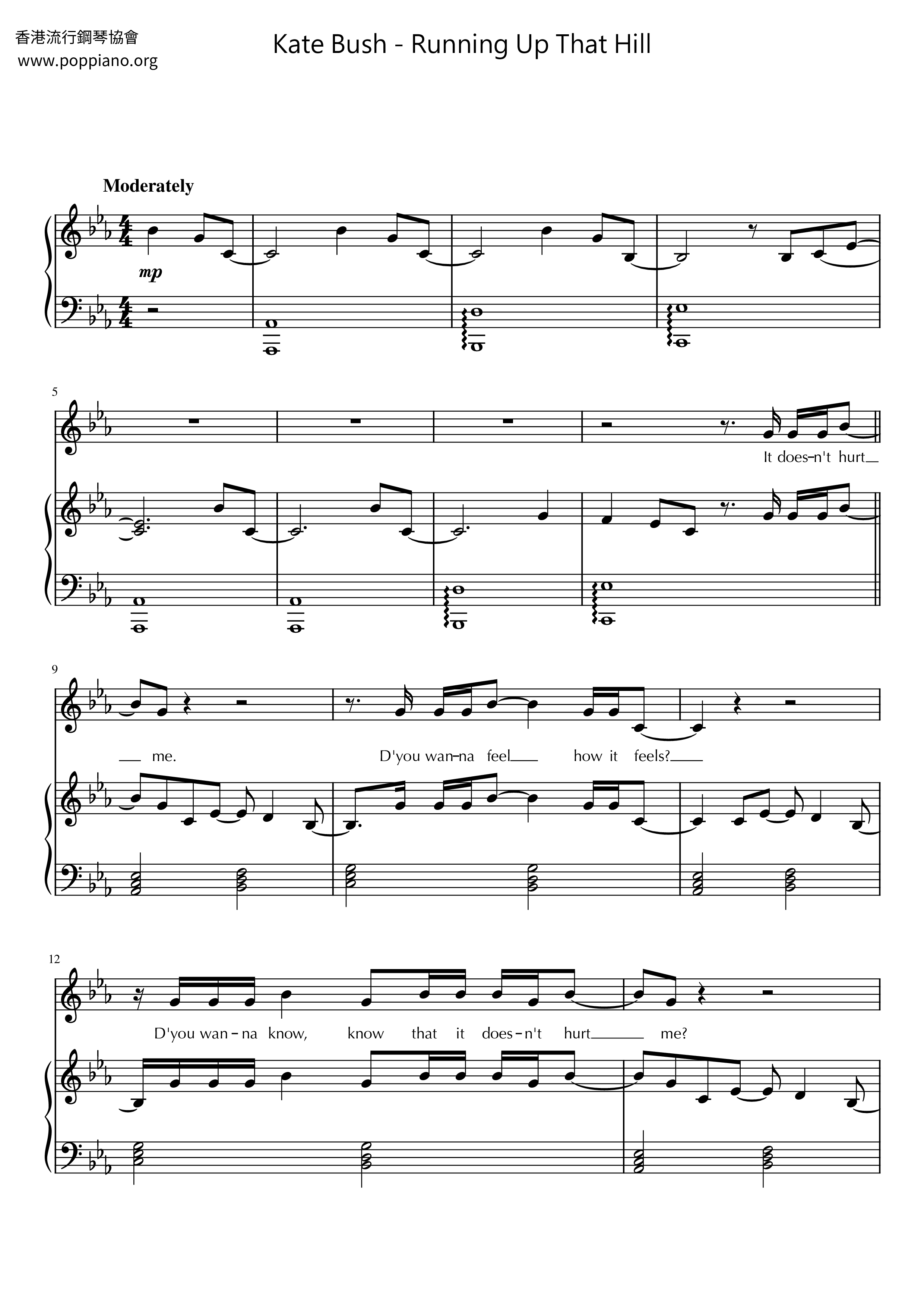 Kate Bush-Running Up That Hill 琴譜pdf-香港流行鋼琴協會琴譜下載 ★