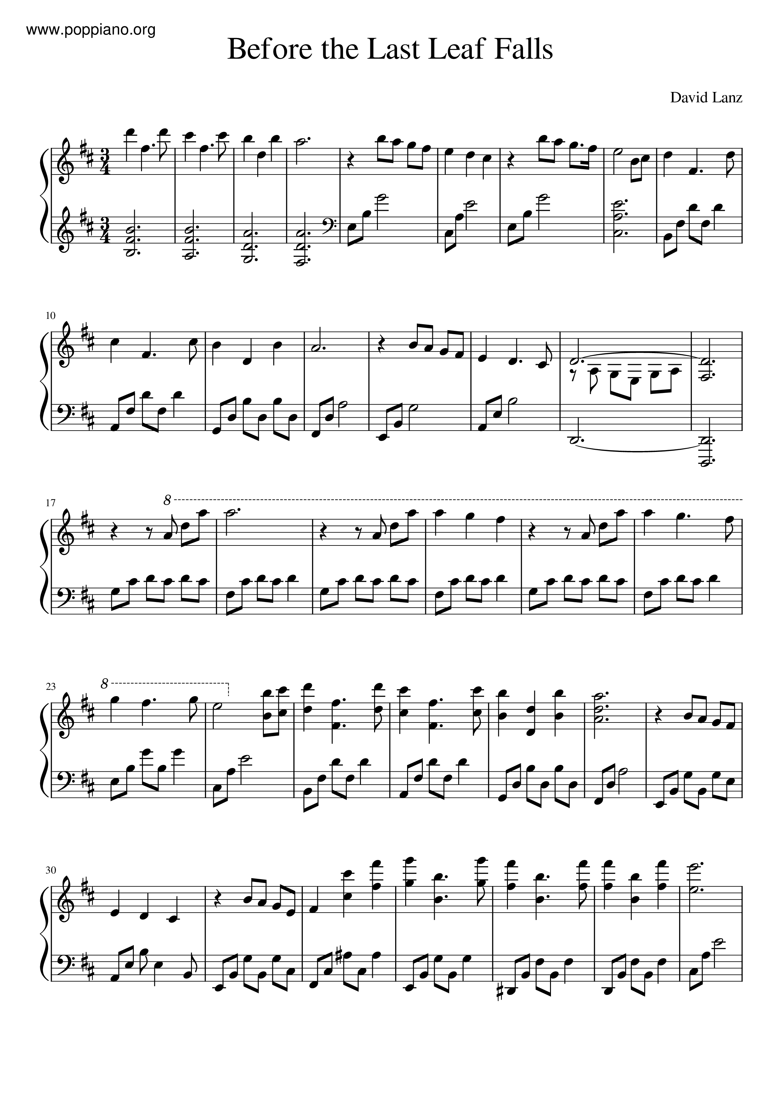 David Lanz-Before The Last Leaf Falls Sheet Music pdf, - Free Score ...