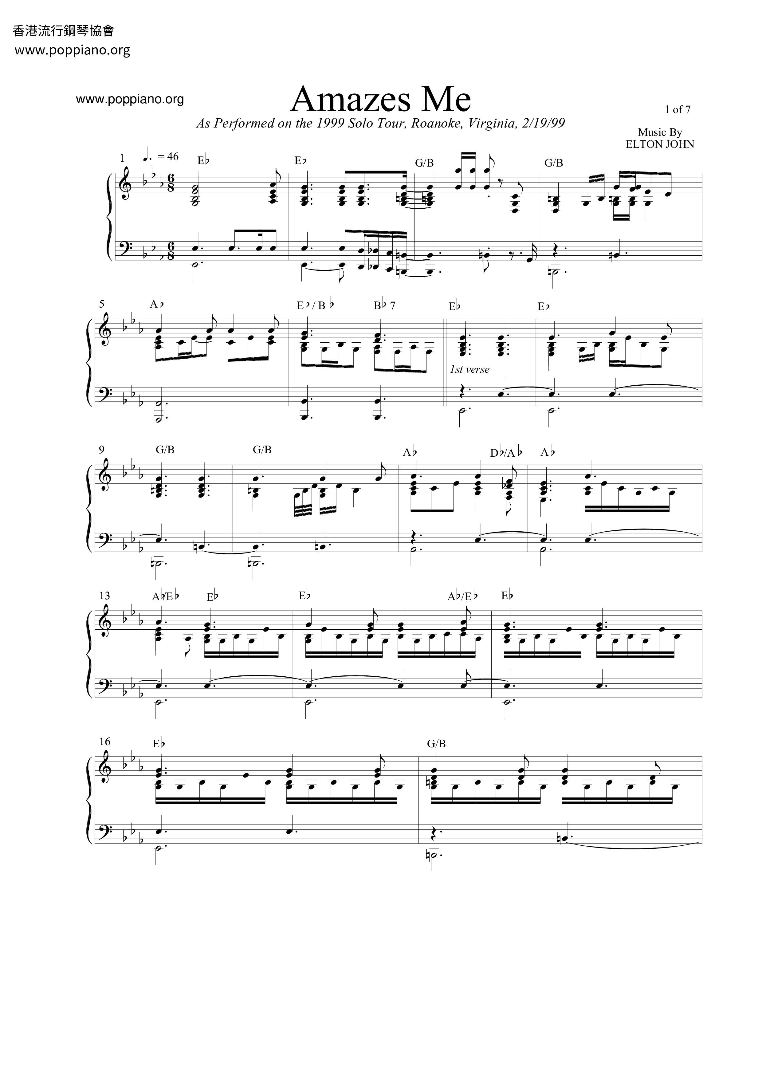 Elton John-Amazes Me Sheet Music pdf, - Free Score Download ★